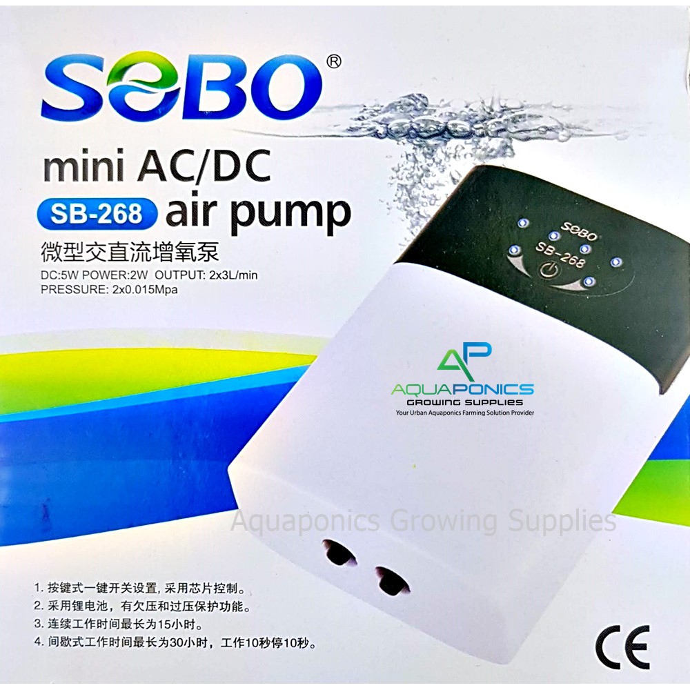 SOBO Mini AC/DC Air Pump SB-268 Aquarium Fishing Outdoor Portable USB Chargeable | Shopee Malaysia