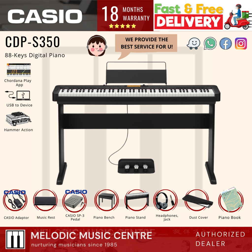 Casio CDP-S350 88-keys Digital Piano hOME PACKAGE (CDPS350 CDP S350 ...