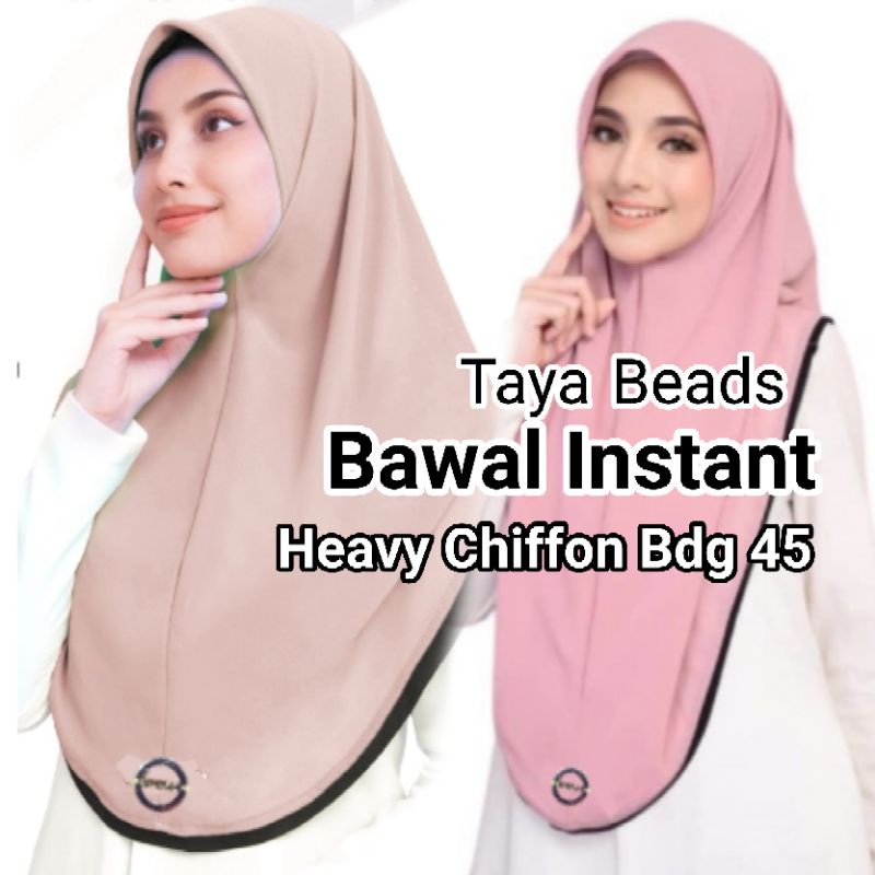 Tudung Bawal Sarung Instant Chiffon Bidang 45 Hitam Putih Faezah Elai ...