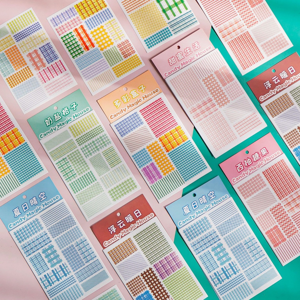 4 Sheets Gird Colorful Label Sticker DIY Planner Decorative Index ...