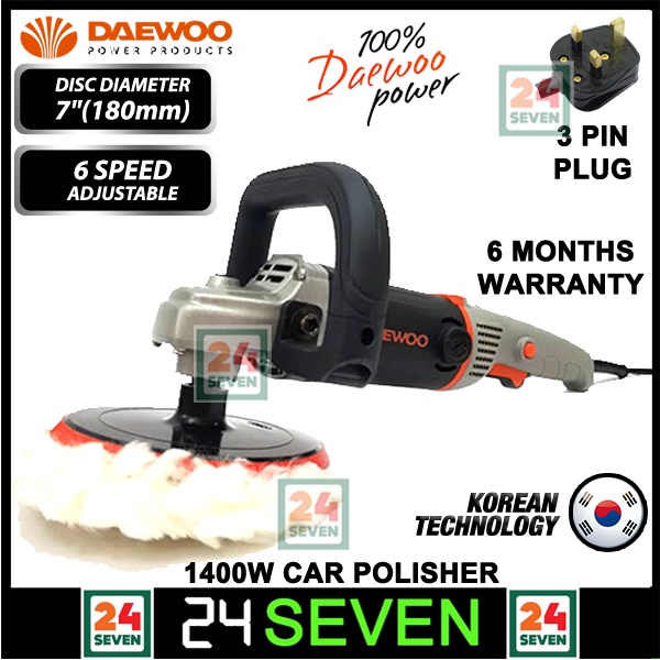 POLISHER DAEWOO CAR POLISH MACHINE 1400W 7" 180MM DACP1400 1000-3200RPM ...