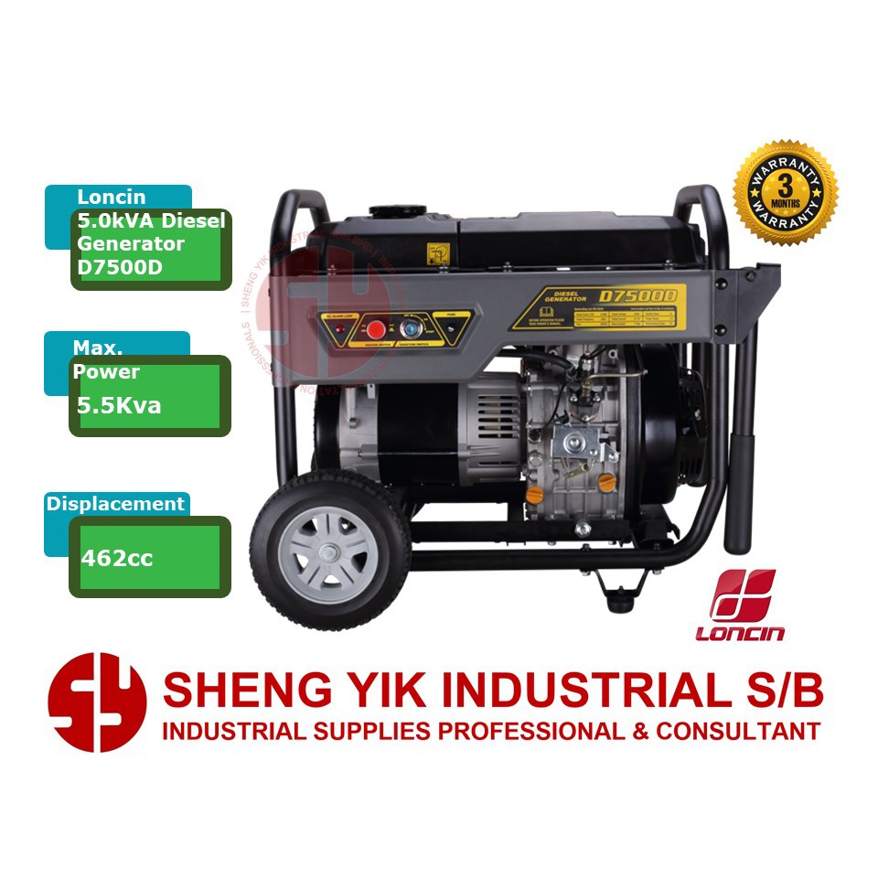 SYI Loncin 5.0kVA Heavy Duty Diesel Powered Generator D7500D | Shopee ...