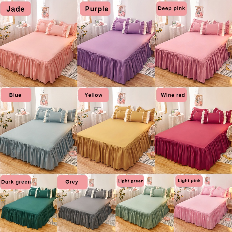 Bed Skirts Red/Purple Bed Skirt Twin Queen King Bedsheet with Skirt(150 ...