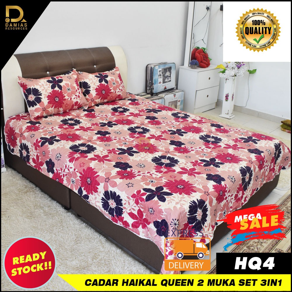 Cadar Haikal Collection Size Queen Set 3 IN 1 Patchwork Dua Muka ...