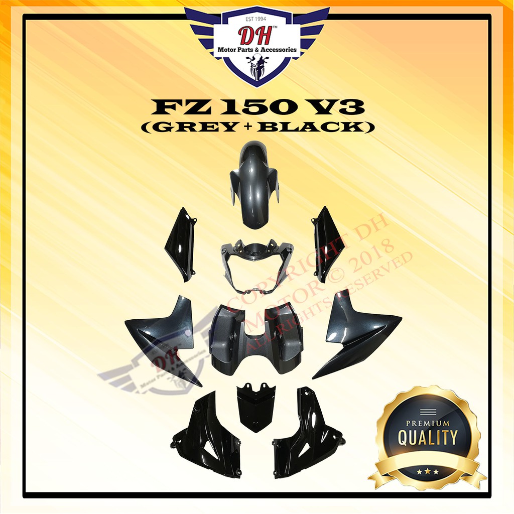 FZ 150 V3 COVER SET YAMAHA FZ150 (GREY + BLACK) | Shopee Malaysia