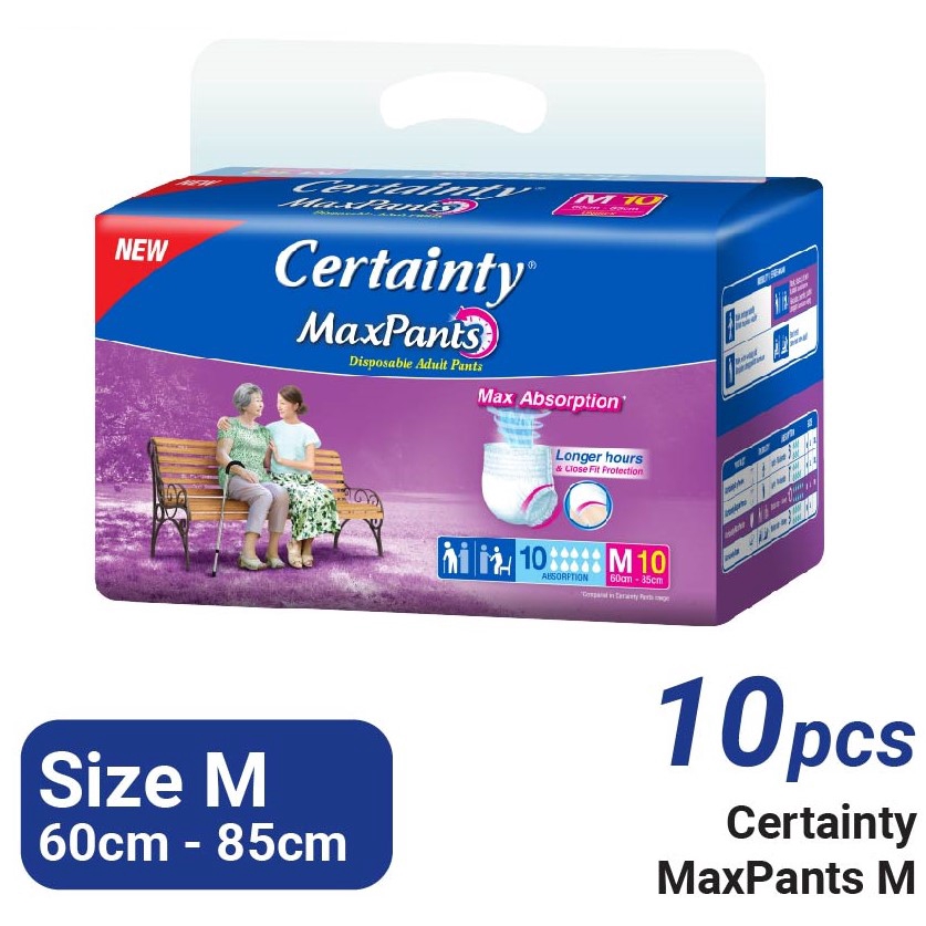 CERTAINTY MAXPANTS ADULT DIAPERS (M10 / L9 / XL8) (NEW PACKING) | Shopee Malaysia