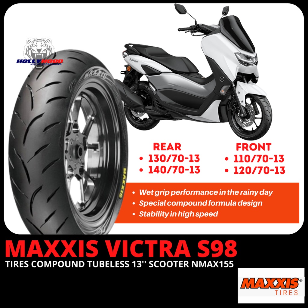 TAYAR NMAX MAXXIS VICTRA S98 TUBELESS TYRE 13" INCH SCOOTER NMAX155 v1 ...