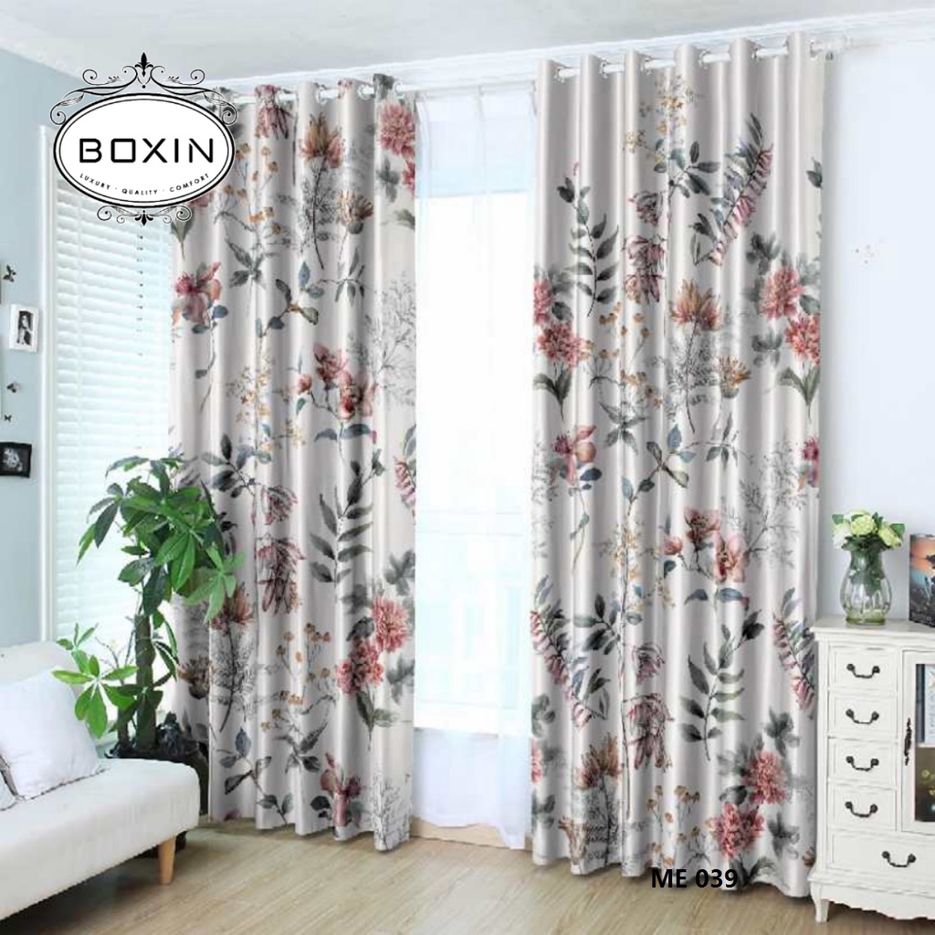 120*220CM Ring Type 3D Langsir Semi Blackout Printed Fabric Curtains ...