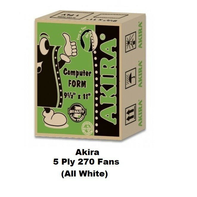 Akira 9.5" x 11" 5 Ply 270 Fans NCR Paper Computer Form (All White ...