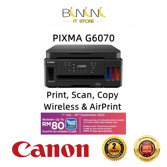 Canon PIXMA G6070 Refillable Ink Tank Wireless All-In-One for High ...