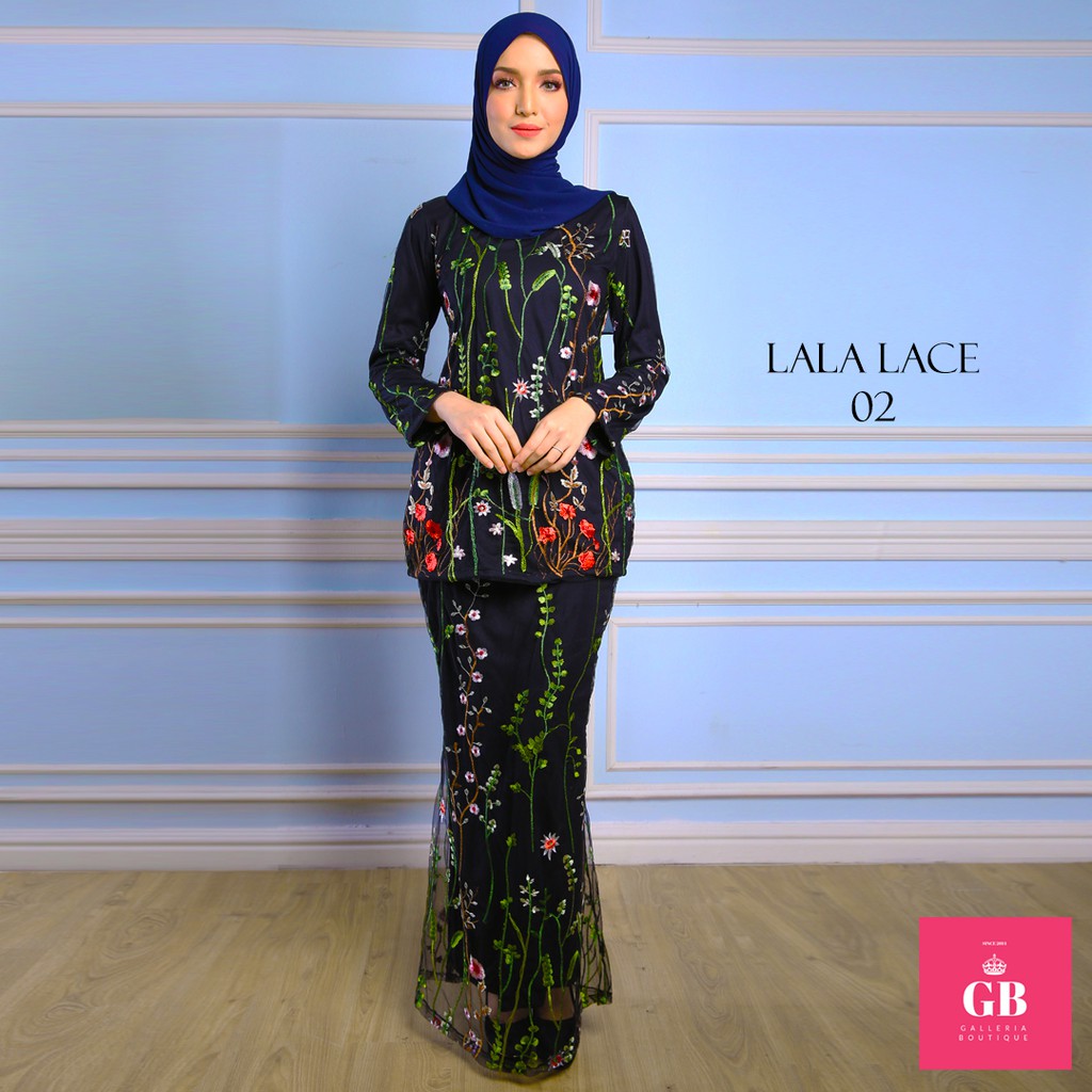 Lala Lace Kurung Hitam Bunga Hijau 02 Galleria Boutique | Shopee Malaysia