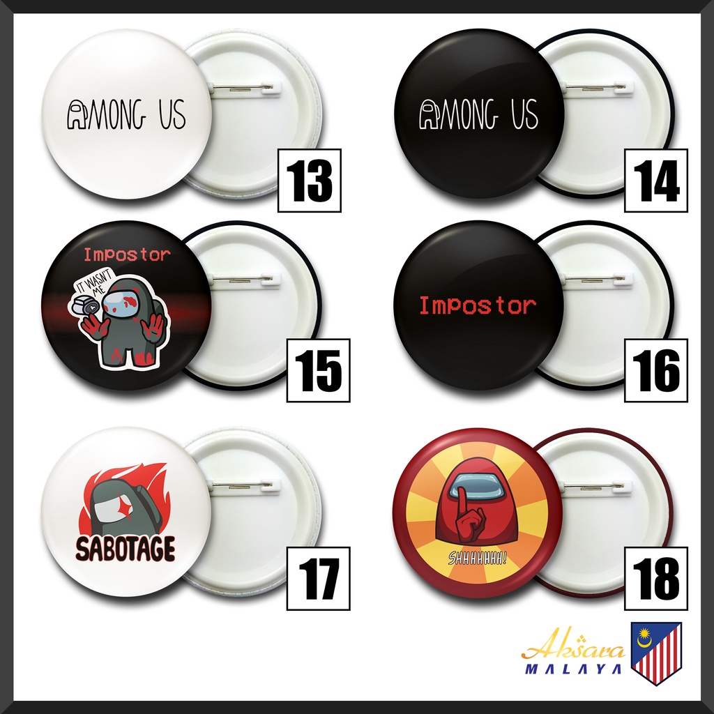 AMONG US Button Badge - SIRI 2- READY STOCK - Fast Ship - 58mm - ADA ...