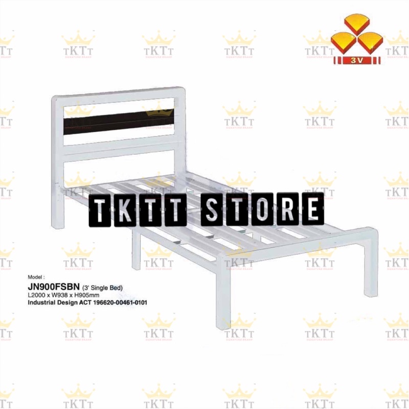 TKTT 3V Jevon Heavy Duty Single Bed Frame Super Base Powder Coating Steel Divan Frame Katil Besi ...