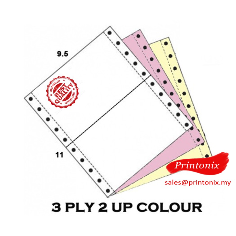 Computer Form 3ply 2up NCR Color (W/P/Y) 9.5 x 11 (280Sets) 3ply2up ...