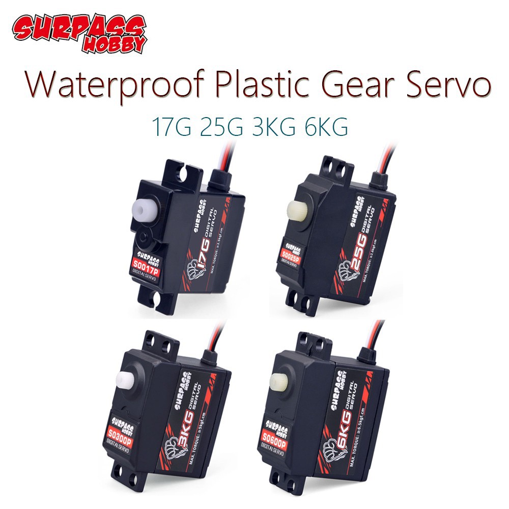 SURPASS Hobby Waterproof Servo 17g 25g 3KG 6KG Plastic Gear Baja Servo for 1/8 1/10 1/12 1/14 ...