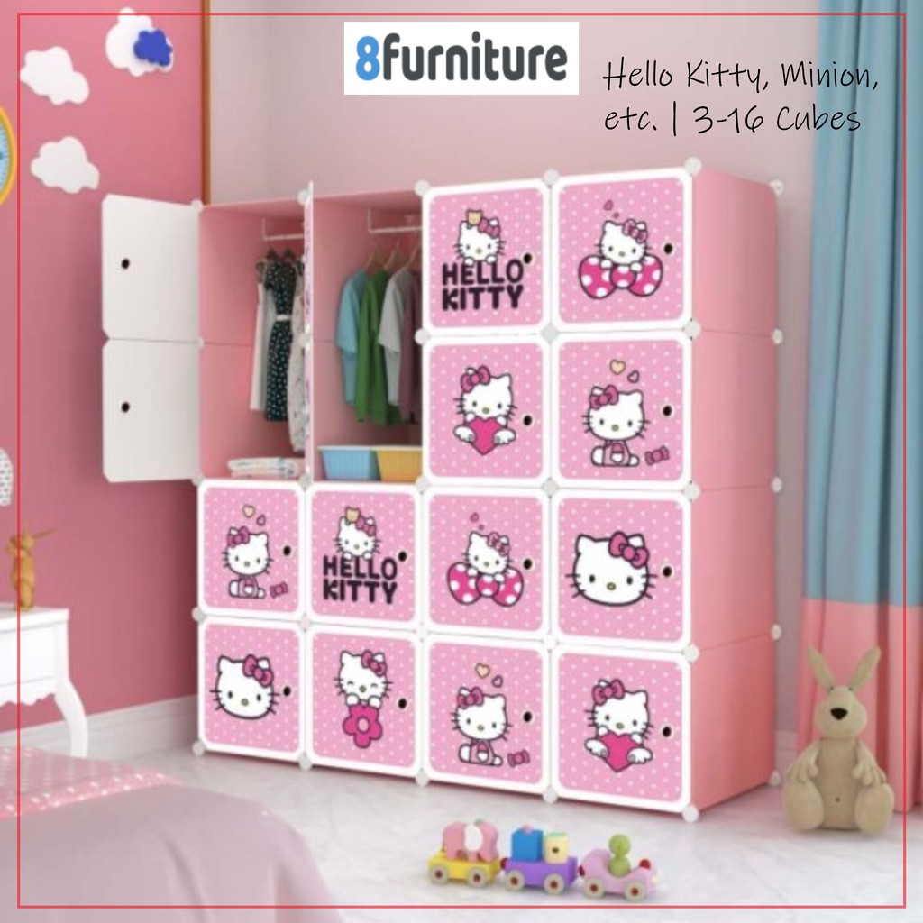 Kids Wardrobe Cube Cabinet Storage | Hello Kitty | Minion | Doraemon ...