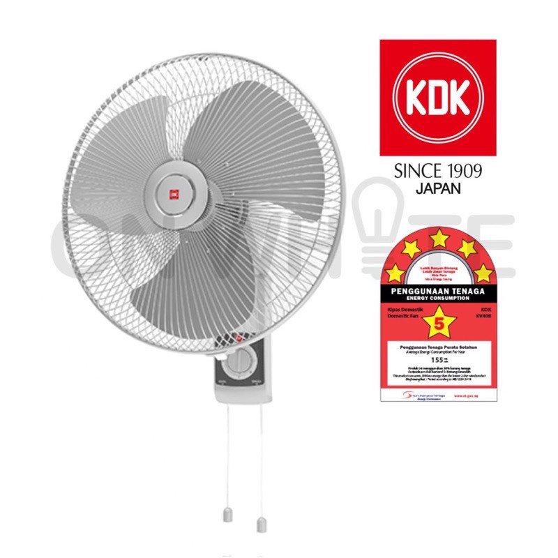 KDK (40cm/16") METAL BLADE WALL FAN | KV408 / KC4GR REMOTE TYPE ...
