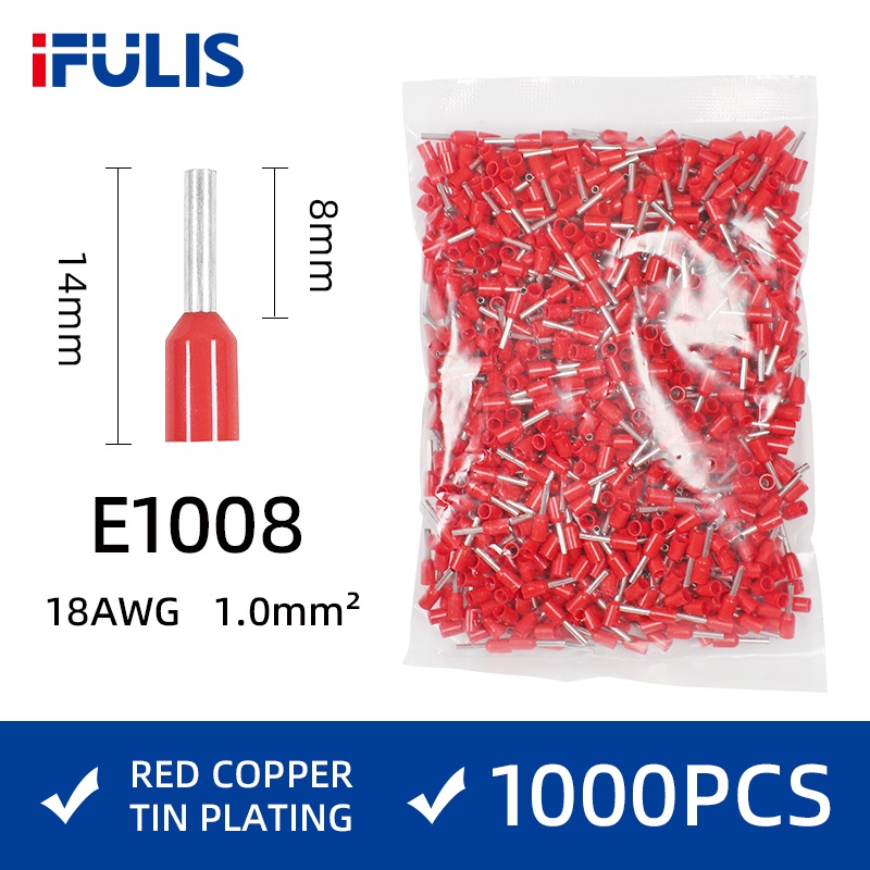 1000PCS VE European Terminal Pin Terminals Tube Type Wiring Connector ...