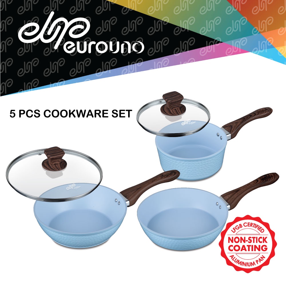 Euro Uno 3 Pcs Cookware Sauce Pan Frying Pan Casserole Pan Glass Lid ...