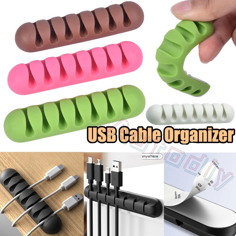 1PC USB Cable Organizer Wire Silicone USB Cable Winder Earphone Holder ...