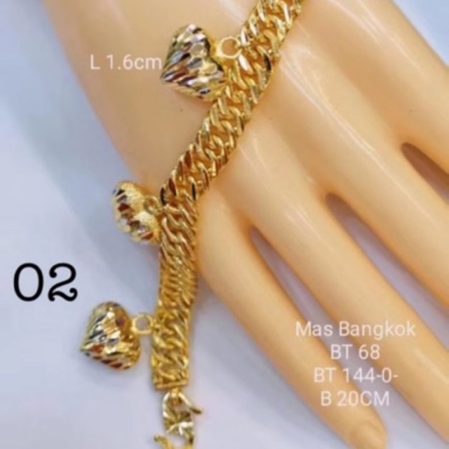 (READY STOCK) Gelang Lipan Love original emas sadur Bangkok cop 916 ...