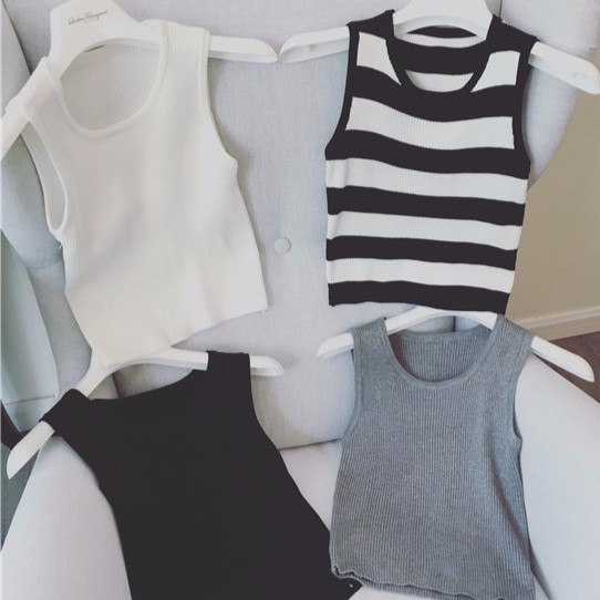 (READY STOCK MSIA) 4 Colours Knit Singlet Tank Camisole Cropped Boomers ...