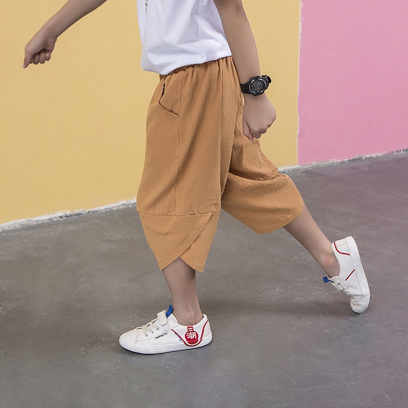 Boys' pants children's Capris loose Harlan pants 2021 lantern pants ...