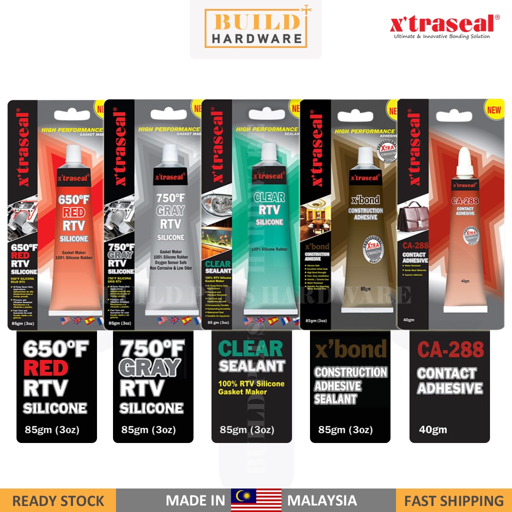 X'TRASEAL 85GM/40GM 650°F Red 750°F Gray Clear RTV Silicone Sealant x ...