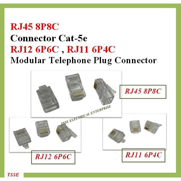 Rj45 Connector Cat 5e Rj12 6p6c Rj11 6p4c Modular Telephone Plug