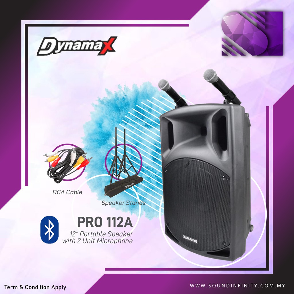 Dynamax PRO112A 12 Inch Portable Speaker System with Bluetooth, 2 Units ...