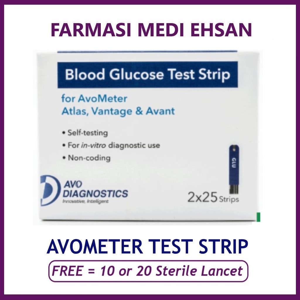 AVOMETER GLUCOSE TEST STRIP FOR ATLAS, VANTAGE, AVANT 2X25'S / 25'S ...