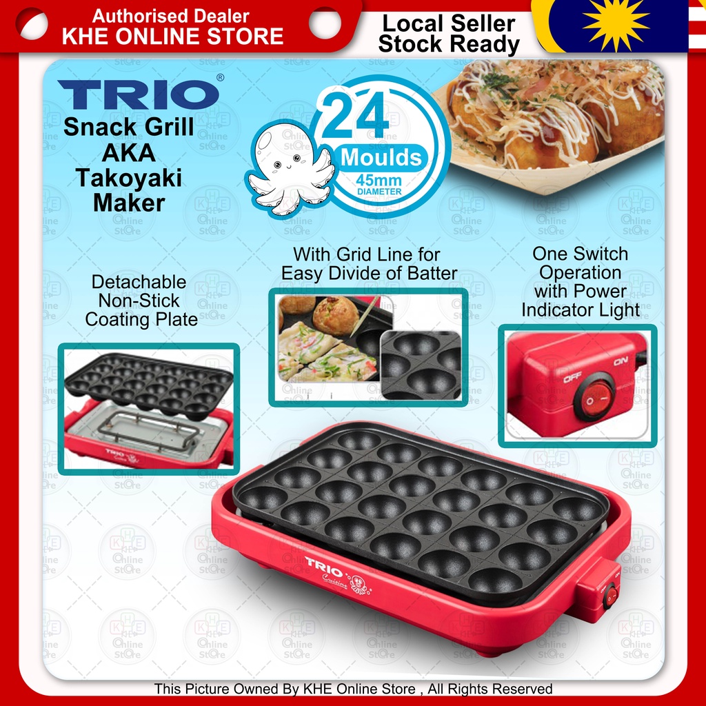 Trio Snack Grill/ Takoyaki/ Kaya Ball Maker/章鱼烧/小丸子 (24 Pcs) TSG-3443 ...