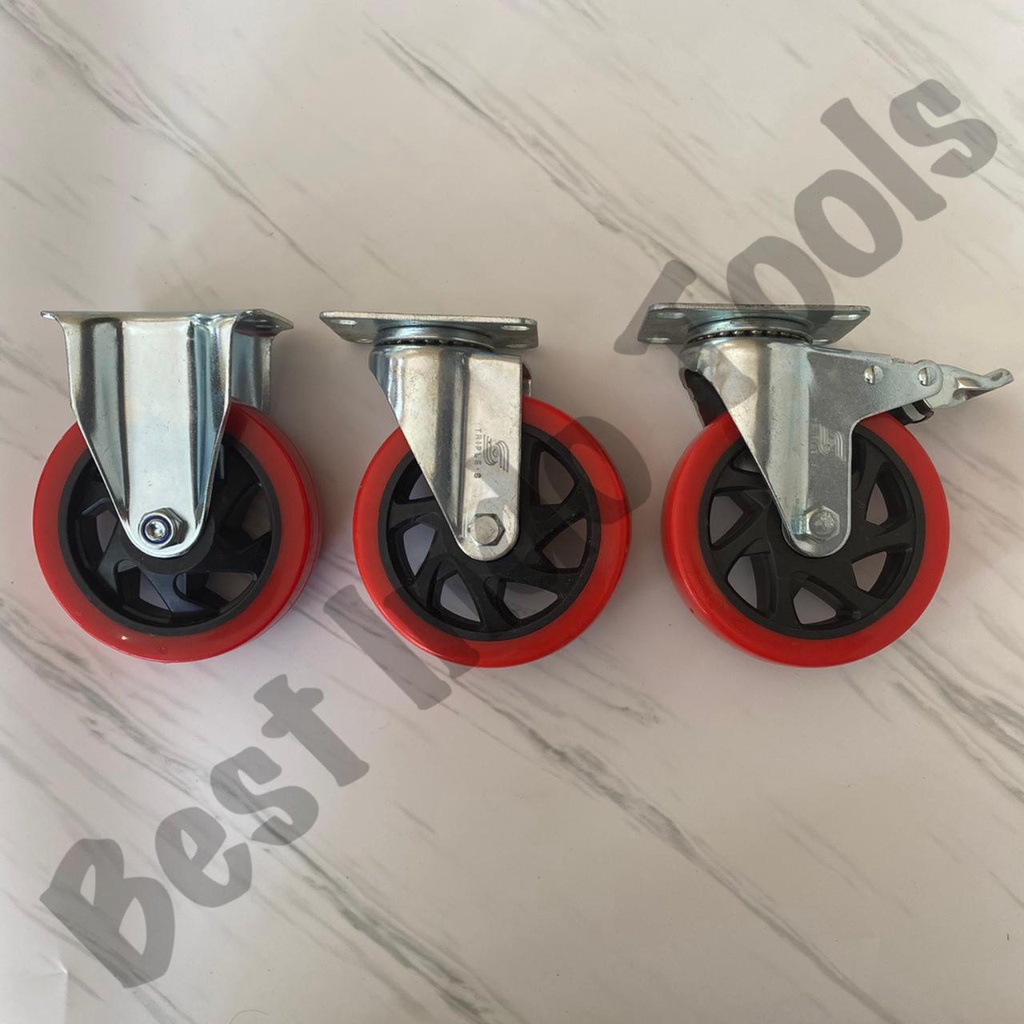 PVC WHEELS TRIPLE S 4" INCH OFF BRAKE DOUBLE BEARING TROLLY TROLLEY ...