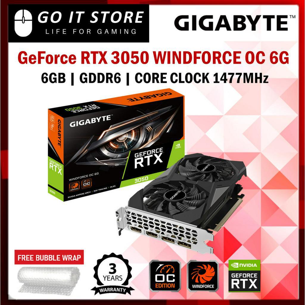Gigabyte GeForce RTX 3050 WINDFORCE OC 6G 6GB Graphic Card (GV-N3050WF2OC-6GD) RTX3050 | Shopee ...
