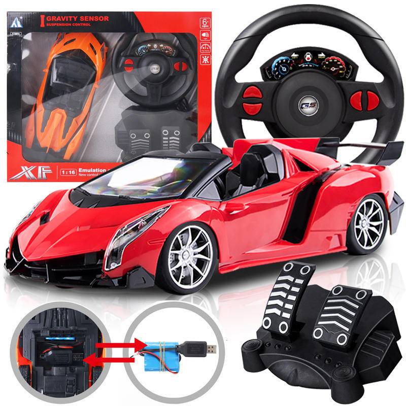 Kids Remote Control Car Racing Model Toys With Steering Wheel Gravity ...
