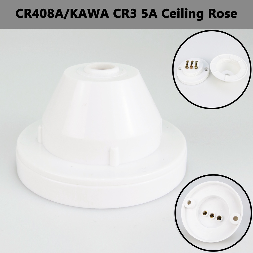 3H 408A/KAWA CR3 5A Suis Siling/Ceiling Rose Switch (Pemasangan Siling ...