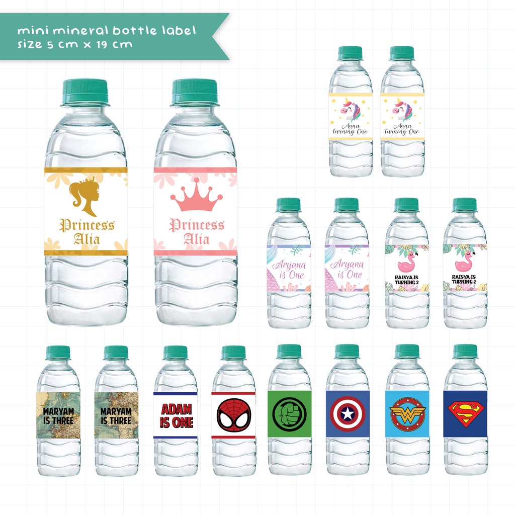 READY STOCK - CUSTOM LABEL FOR MINERAL BOTTLE 250ML (30 PCS) - PRINCESS ...