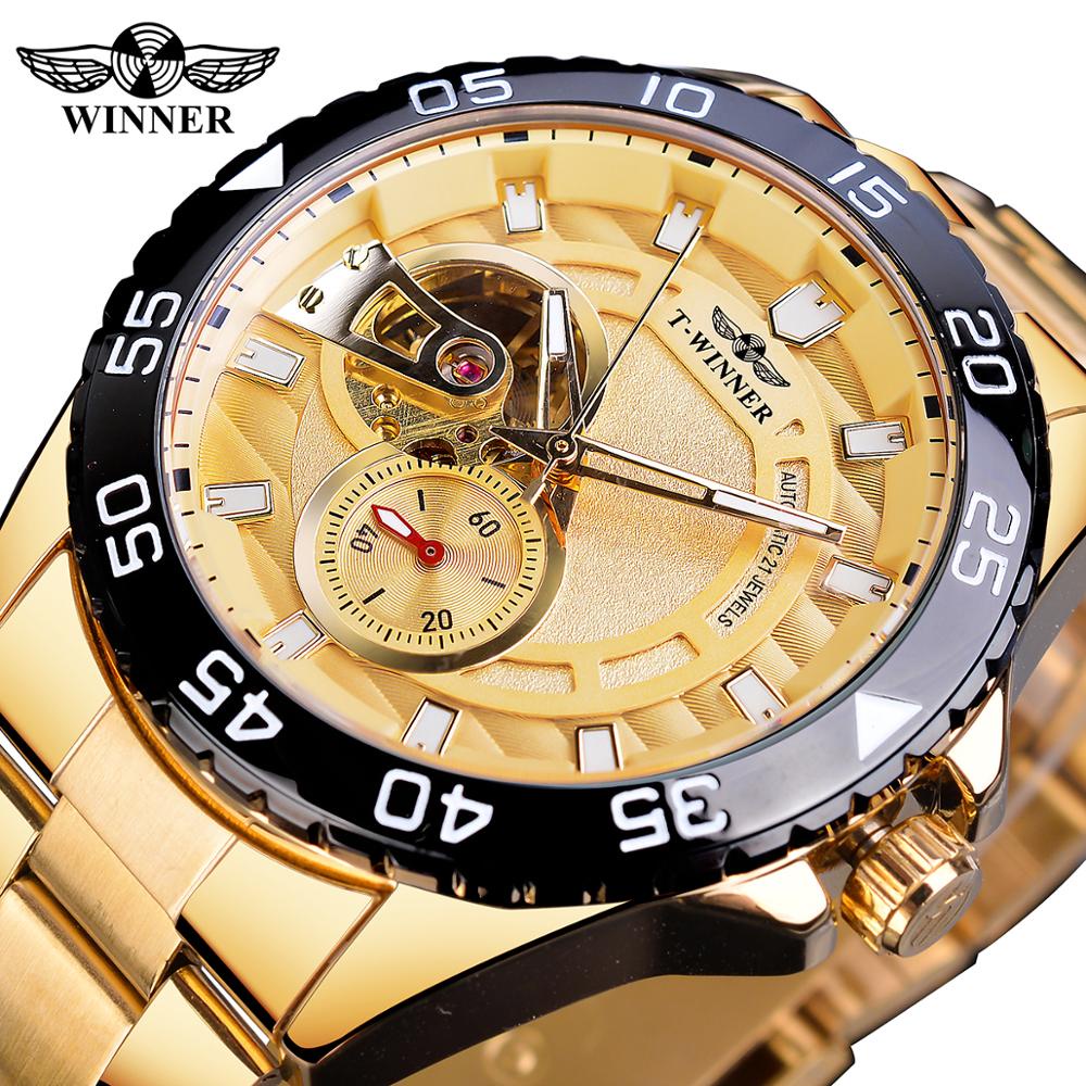 WINNER Automatic Watch Skeleton Double Dial Stainless Steel Men's ...