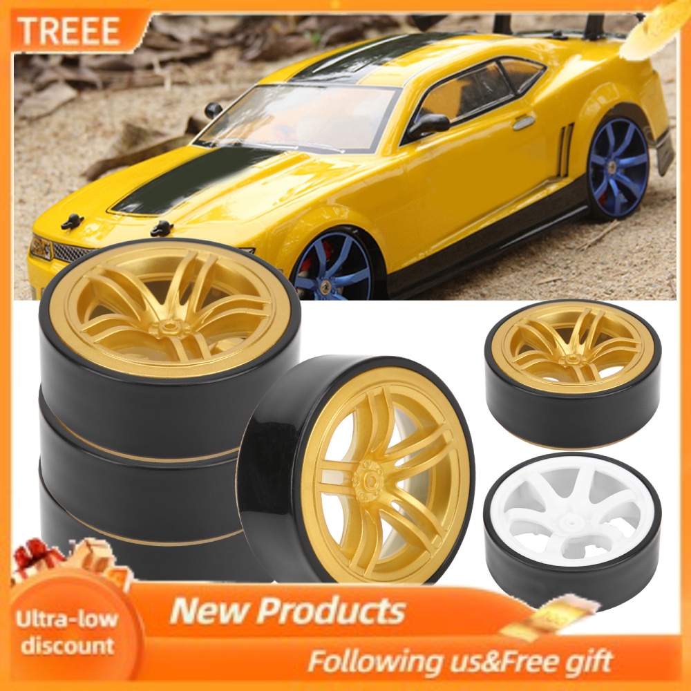 ☆Ready Stock☆4pcs RC 6 Spoke Plastic Wheel Rims with Rubber Tires for 1 ...