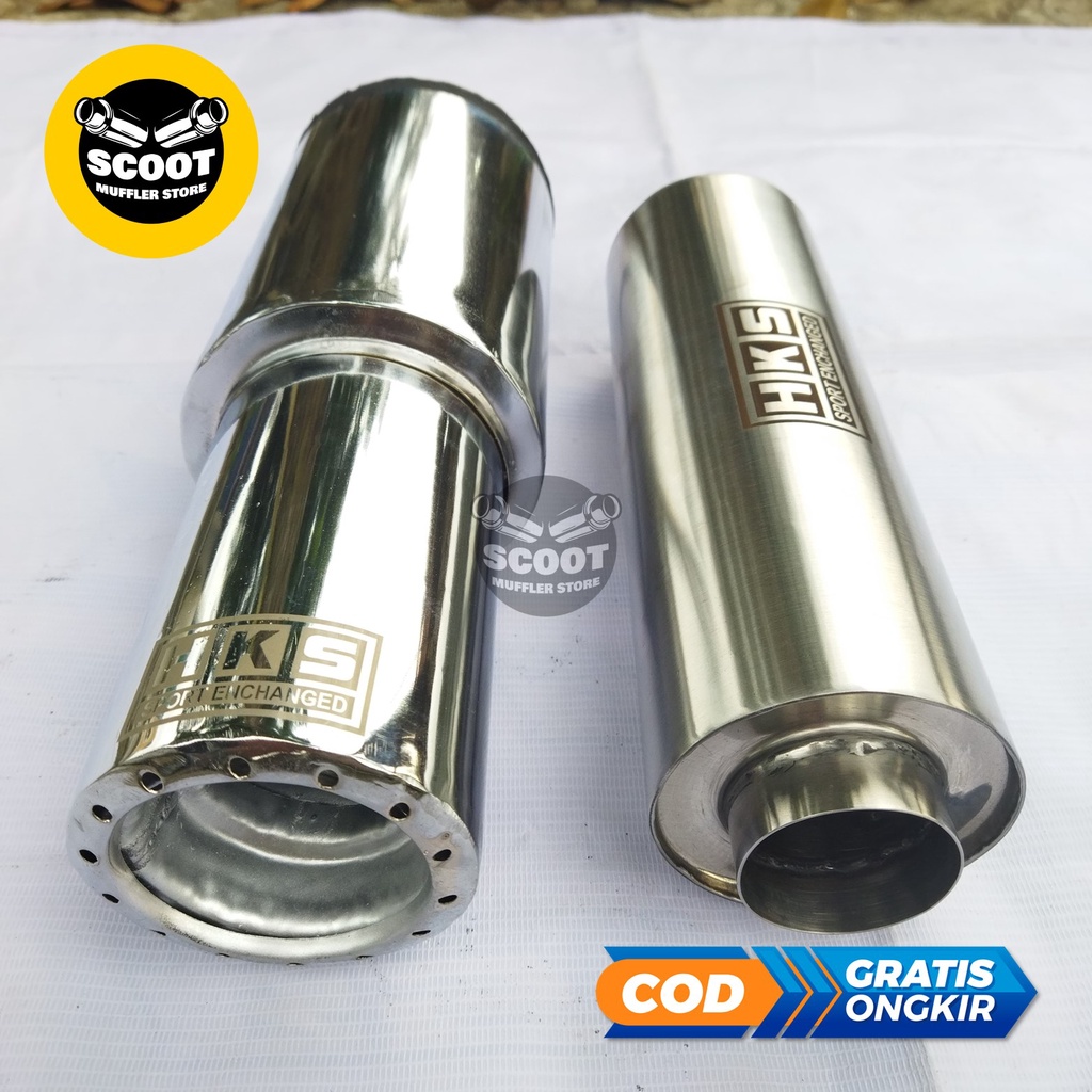 HKS GRONEL CHROME Car Exhaust + RESONATOR BASS gahar Brio Avanza Yaris Xenia Luxio Grand max ...