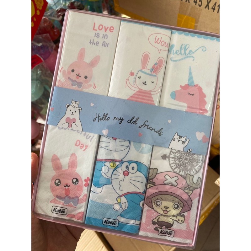 12 packs of colorful cute printed handkerchief paper portable small ...