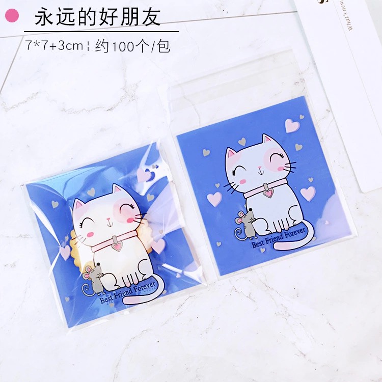 small cute plastic bag 100pcs (S) kitty with mice goodies plastik ...