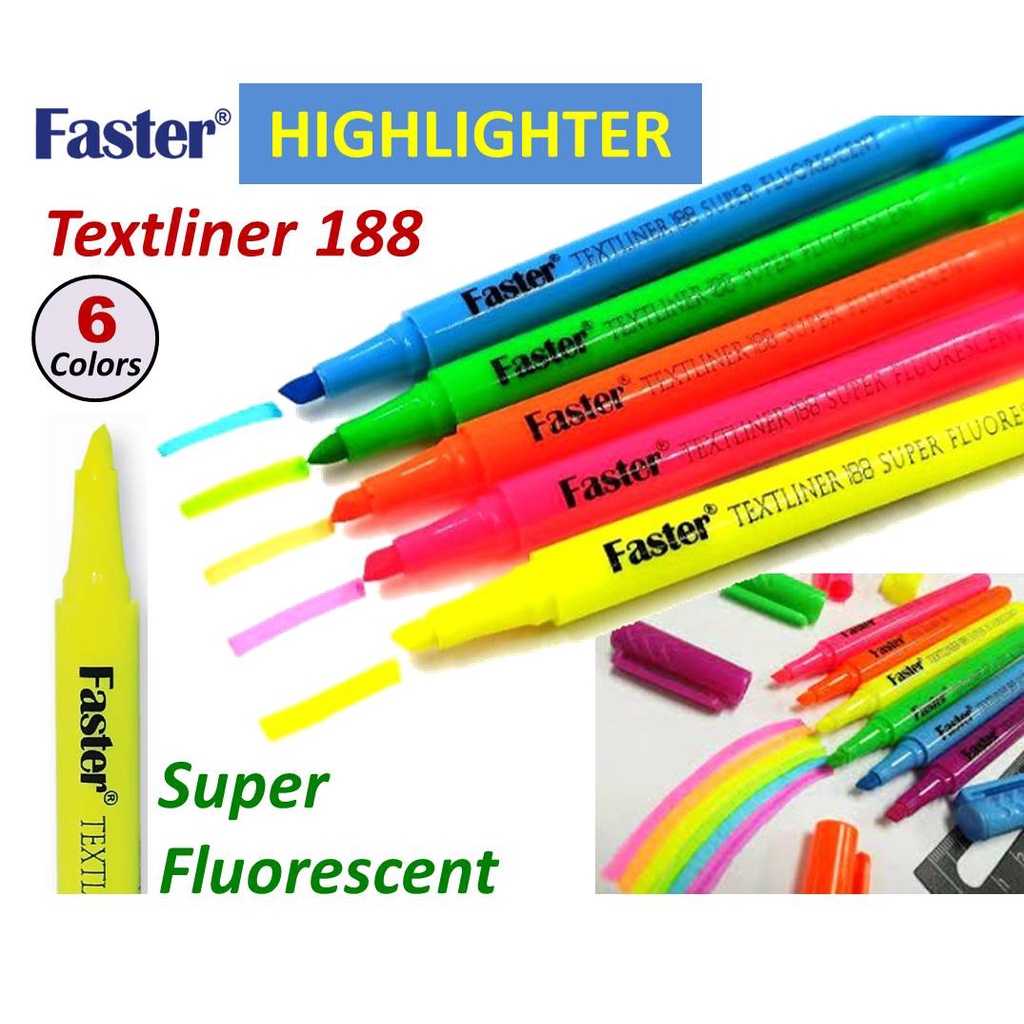 Faster Textliner 188 Highlighter Pen Hiliter Super Fluorescent (Pen ...