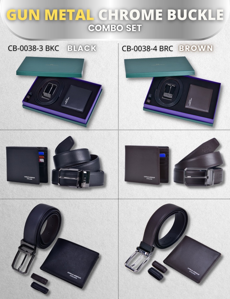 Charles Berkeley Nappa Leather Bifold Wallet & Leather Belt Combo Gift ...