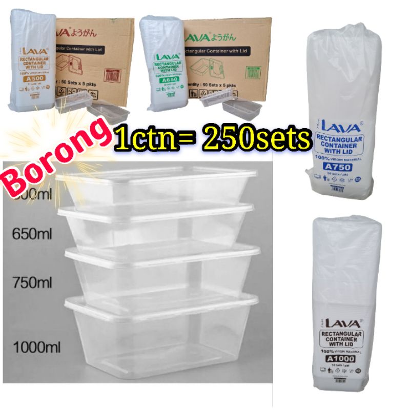 A500 A650 A750 A1000 Food container (5 X 50 set) /Durian Container ...