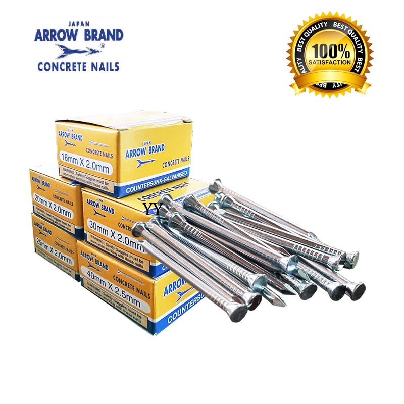 YY DiY ARROW Brand Casing Head Concrete Nail Point Tip Wall Nail Paku ...