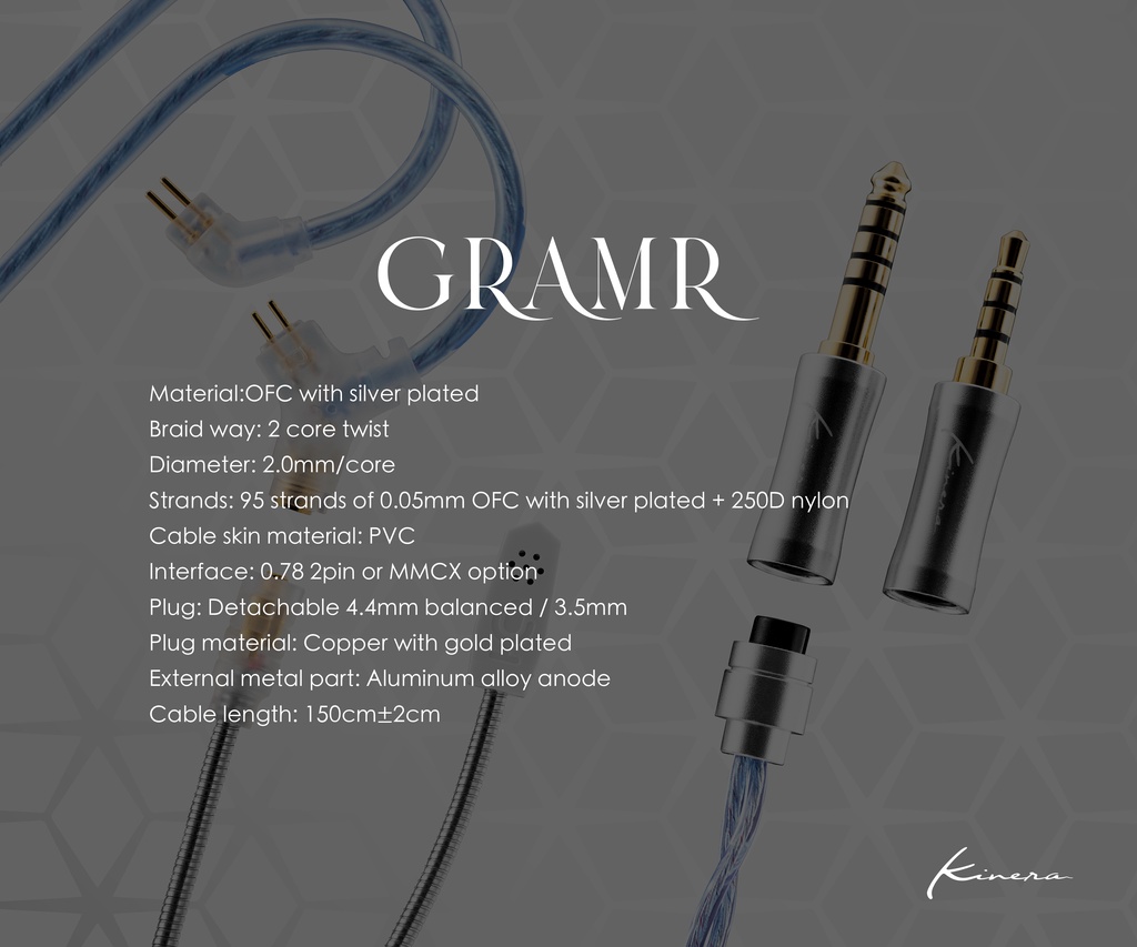 Kinera Gramr Modular Microphone Boom Mic Upgrade Cable ( 3.5mm + 4.4mm ) for idun 2.0 QOA Mojito ...