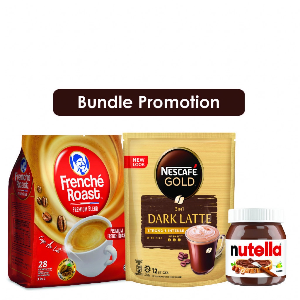 NEscafe Gold Dark Latte + Frenche Roast Premium 3 in 1 Coffee + Nutella ...