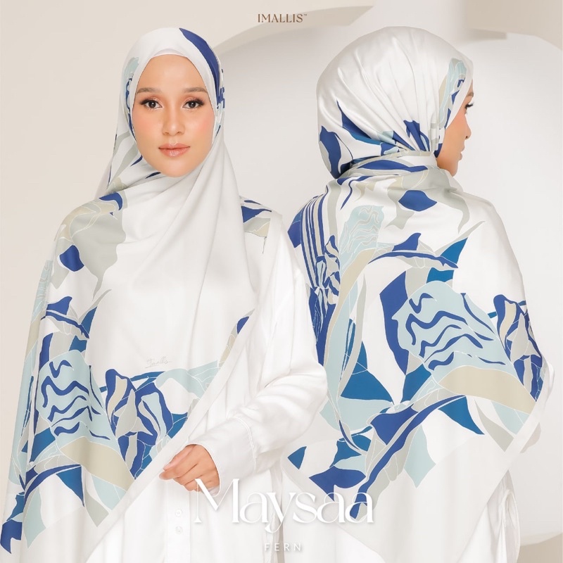 MAYSAA SERIES SHAWL PRINTED MATTE SATIN SILK FERN | Shopee Malaysia