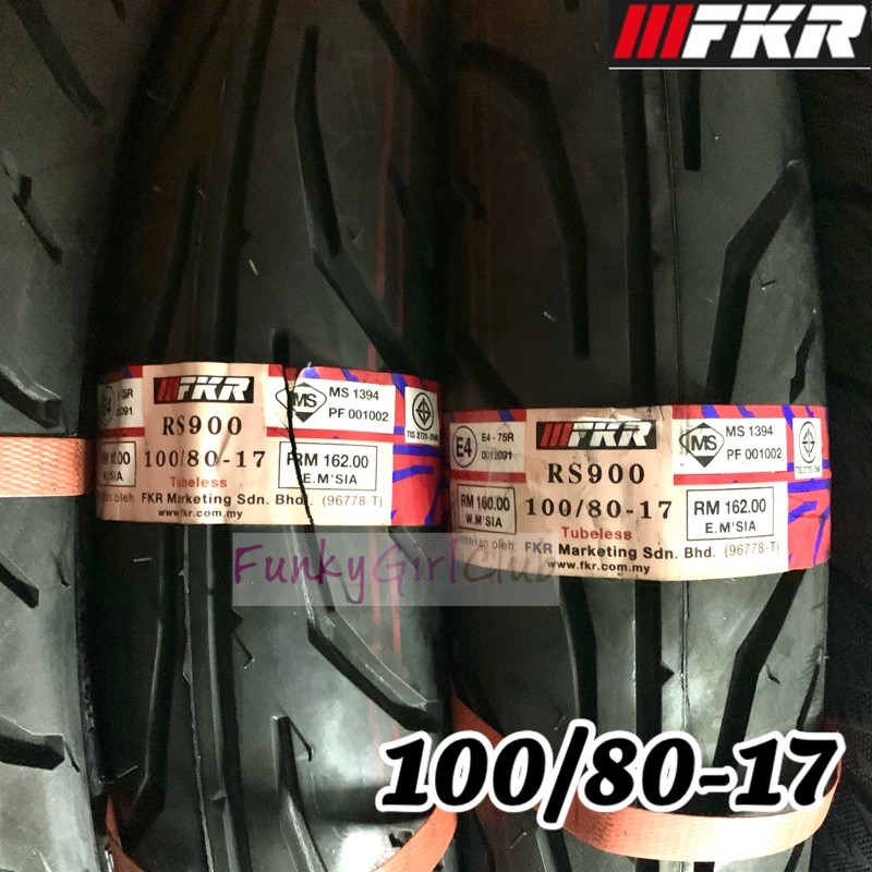 FKR RS900 TUBELESS TAYAR 100/80-17 Bunga Air NS200 R25 Ninja250 Y15ZR ...